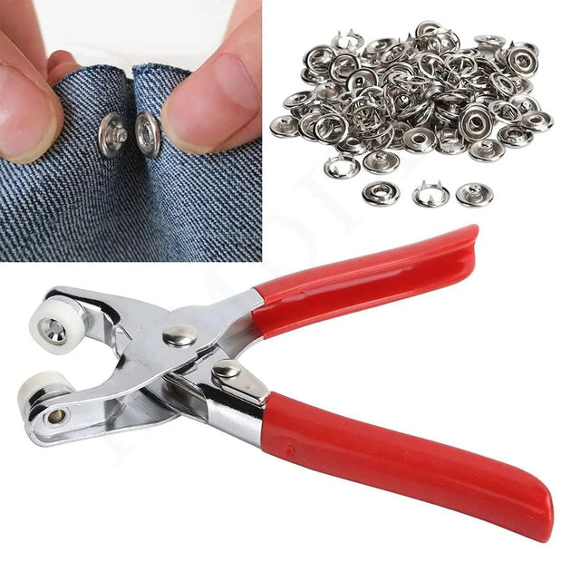 Stainless Steel Snap Fasteners Kit with Hand Press Tool for Sewing & DIY